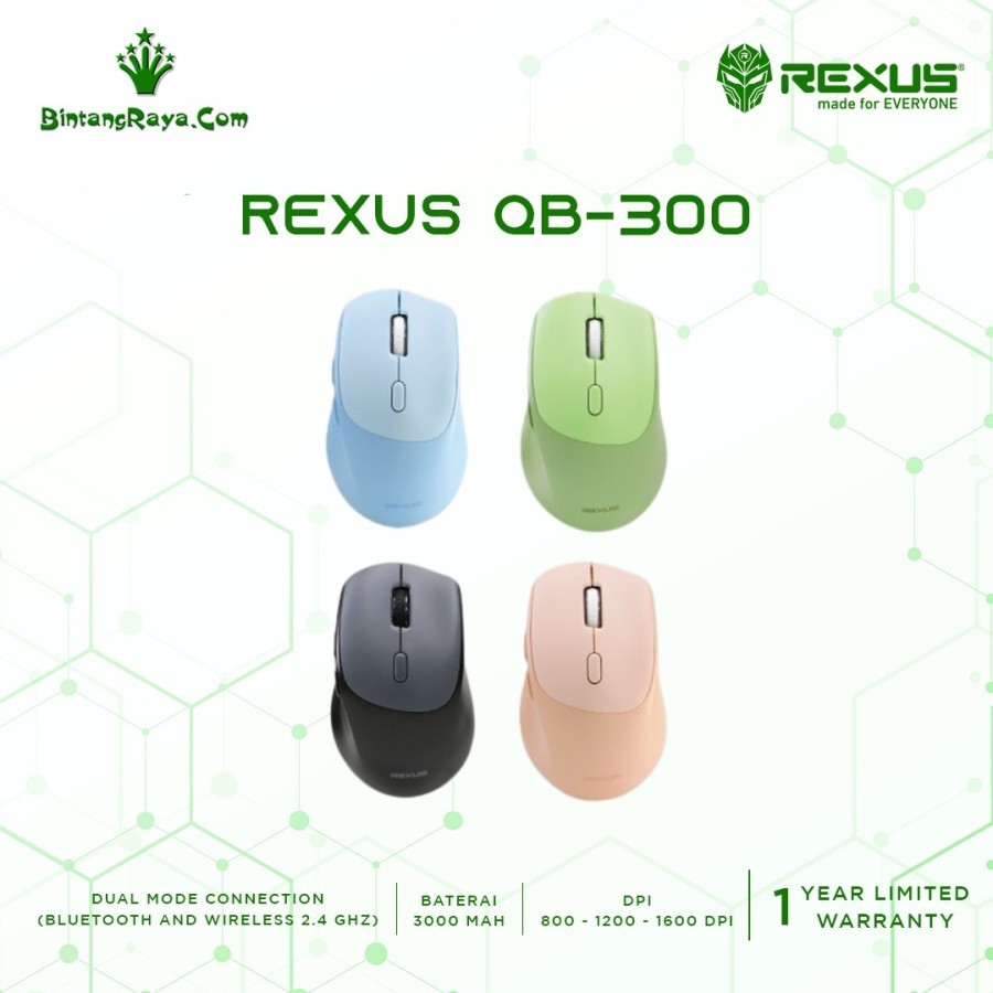 Jual Mouse Rexus QB300 / QB-300 Mouse Office Wireless Bluetooth Dual ...