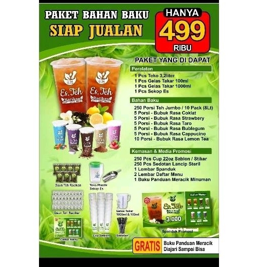 Jual Paket Bahan Baku Teh Racikan 499rb (Bahan Baku, Kemasan, peralatan ...
