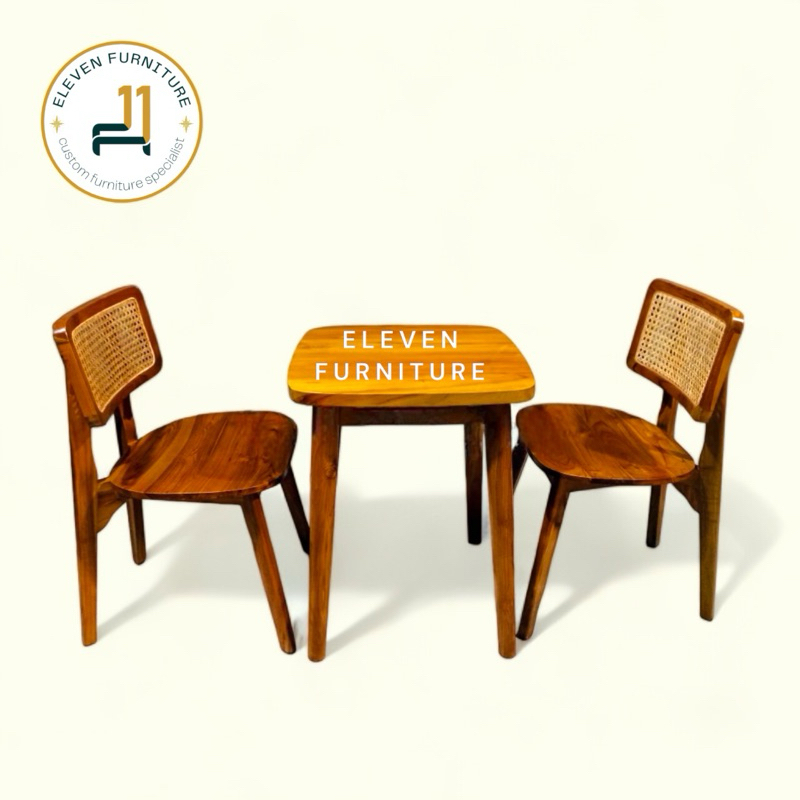 Jual SET MEJA MAKAN 2 KURSI TV ROBOT ROTAN ALAMI kayu jati cafe kafe resto resort hotel rumah ...