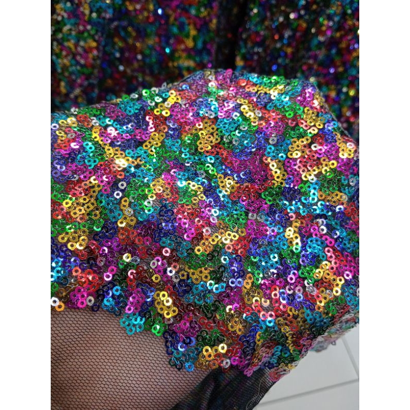 Jual bahan kain Sequin RAINBOW seribu payet / Sequin gradasi | Shopee ...