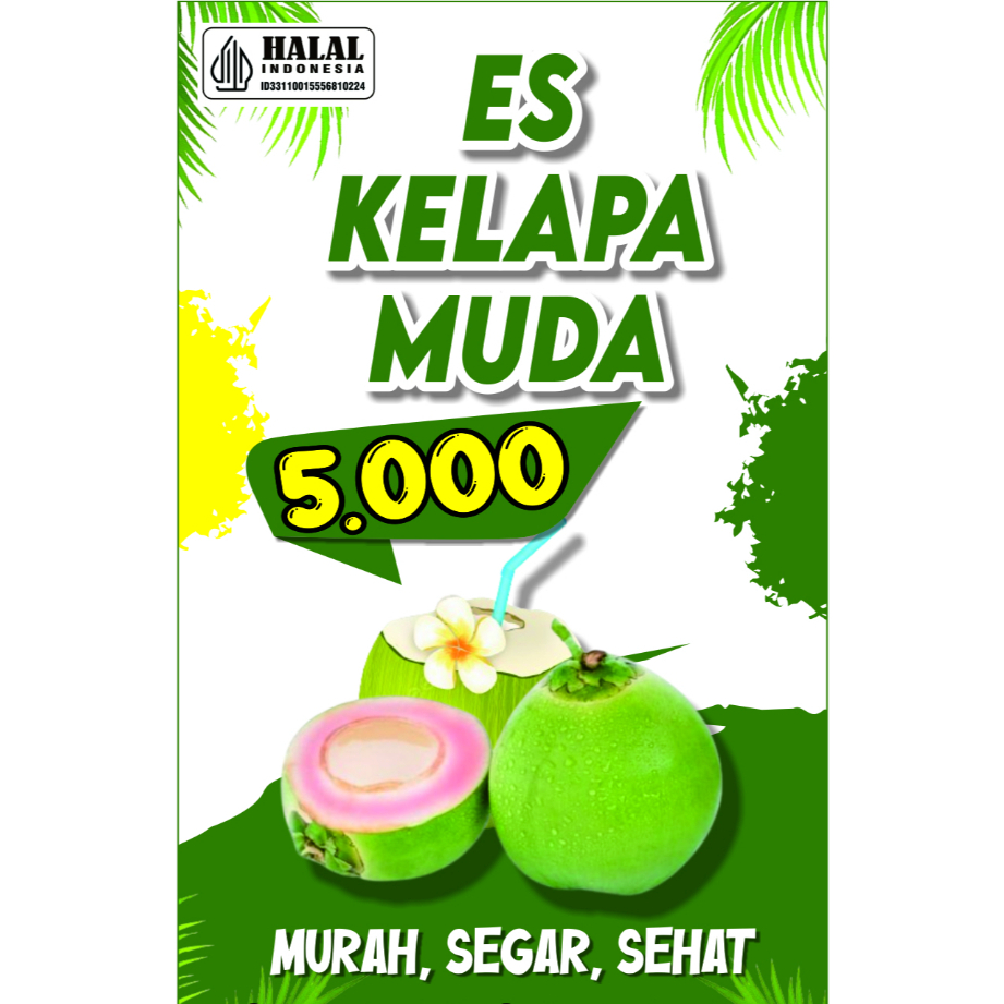 Jual CETAK SPANDUK ES KELAPA MUDA BANNER MMT BACKDROP 70 X 120 CM ...