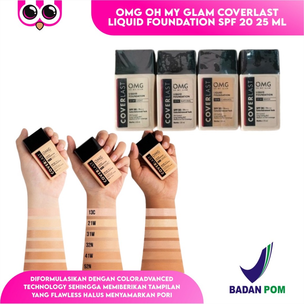 Jual OMG OH MY GLAM COVERLAST LIQUID FOUNDATION SPF 20 25 ML ALAS BEDAK ...