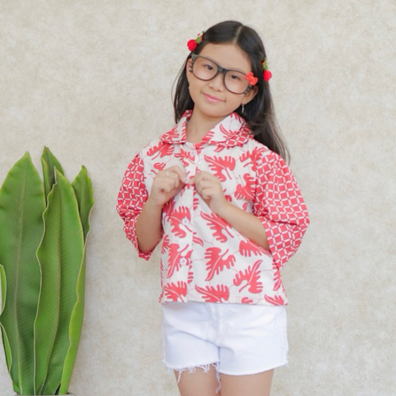 Jual NEW BATIK KIDS TOP BLUS BATIK ANAK IVY DOBLE KERAH MOTIF DAUN ...