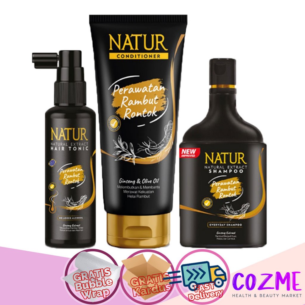 Jual [3PCS] NATUR Gingseng Paket Rambut Rontok || Shampoo 140mL || Hair ...