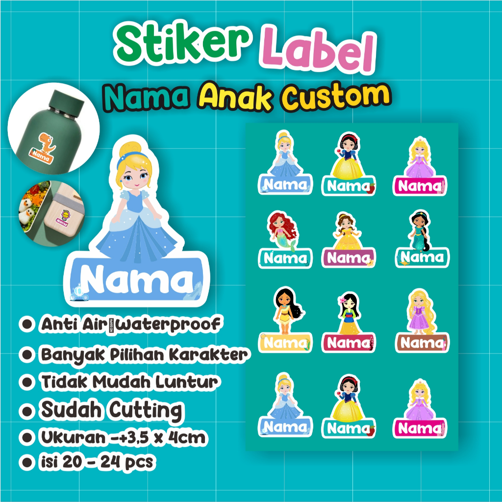 Jual Stiker Label Nama Anak // Stiker Custom // Stiker Anak // Stiker ...