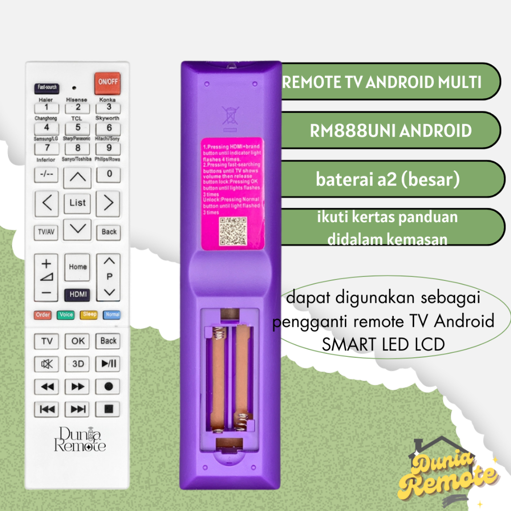Jual Remot Remote TV Smart Android Multi RM888 ANDR LED LCD Universal ...
