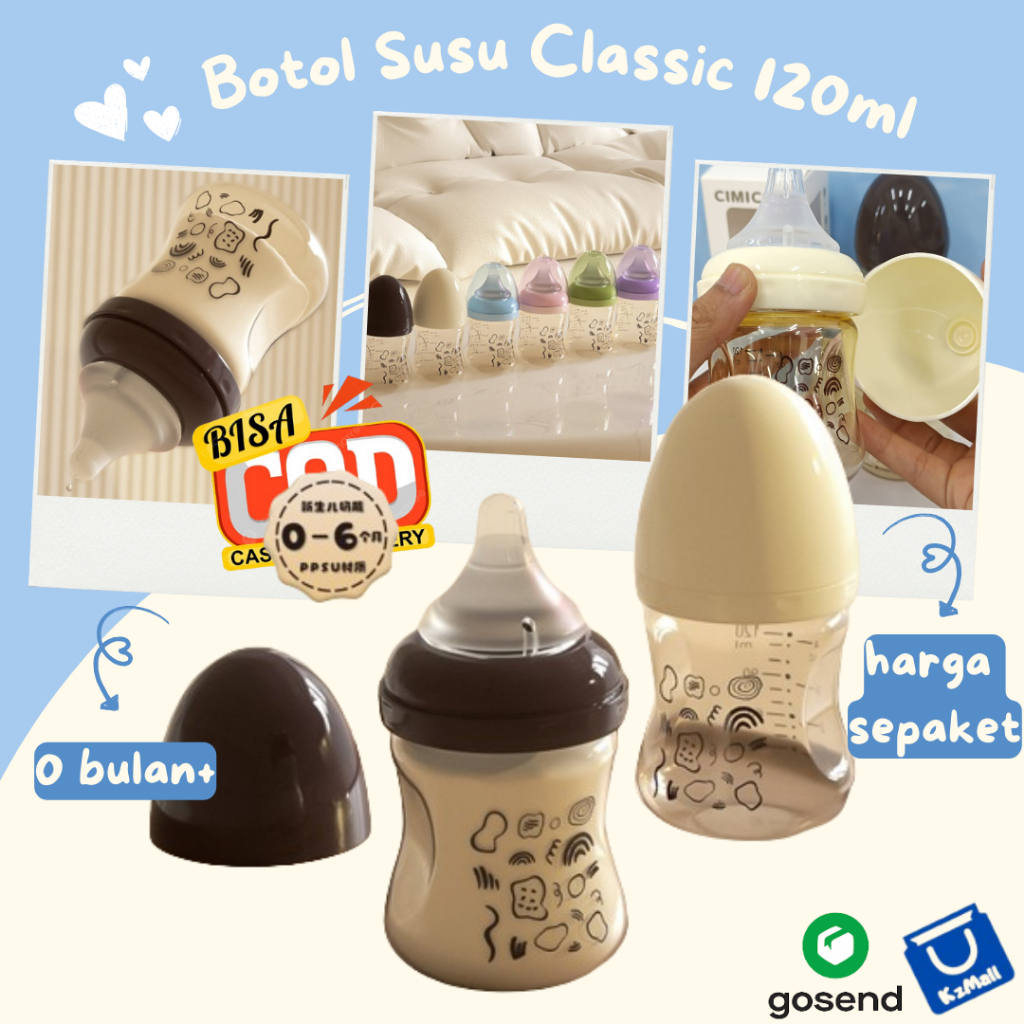 Jual Botol Susu PPSU 120ML Cocok Untuk Newborn 0+ sampai 6 bulan+ / Botol Susu Wide Neck / Botol ...