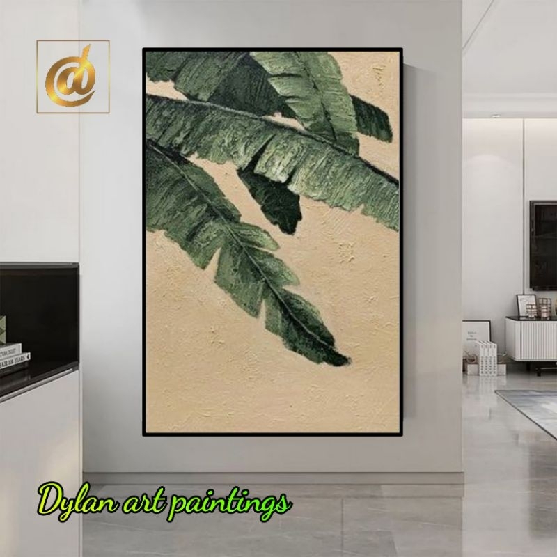 Jual lukisan abstrak modern minimalis lukisan daun pisang 60x90 cm plus ...