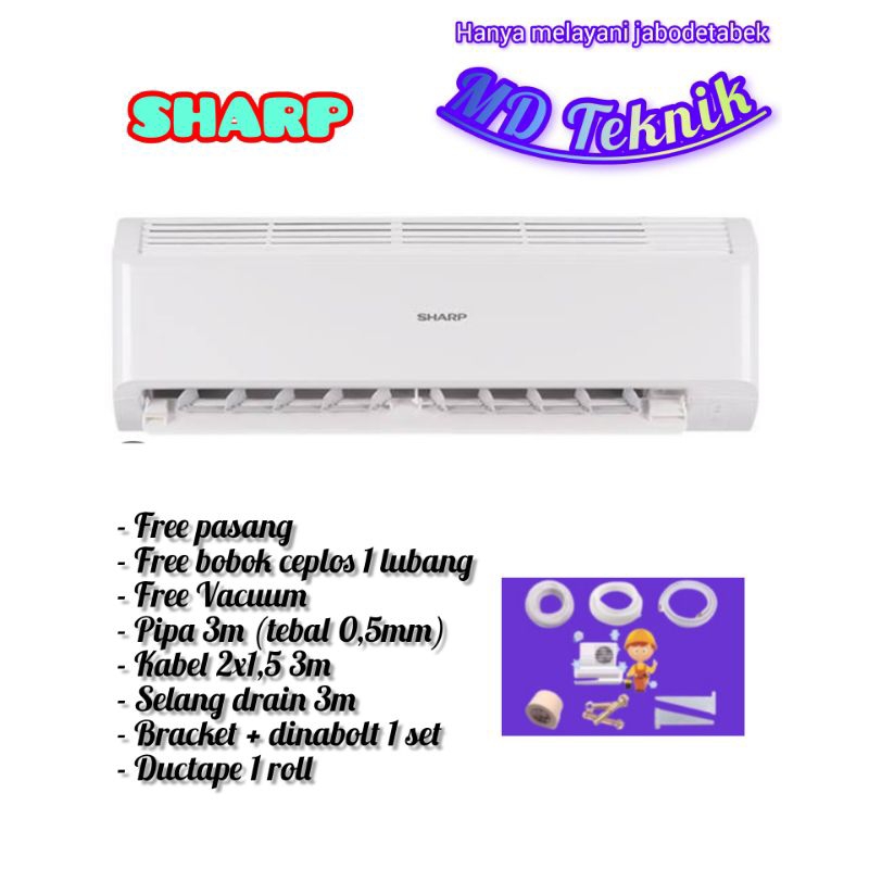 Jual AC Sharp AH-A5BEY 1/2pk + Pasang material per 3m (AC Split) | Shopee Indonesia