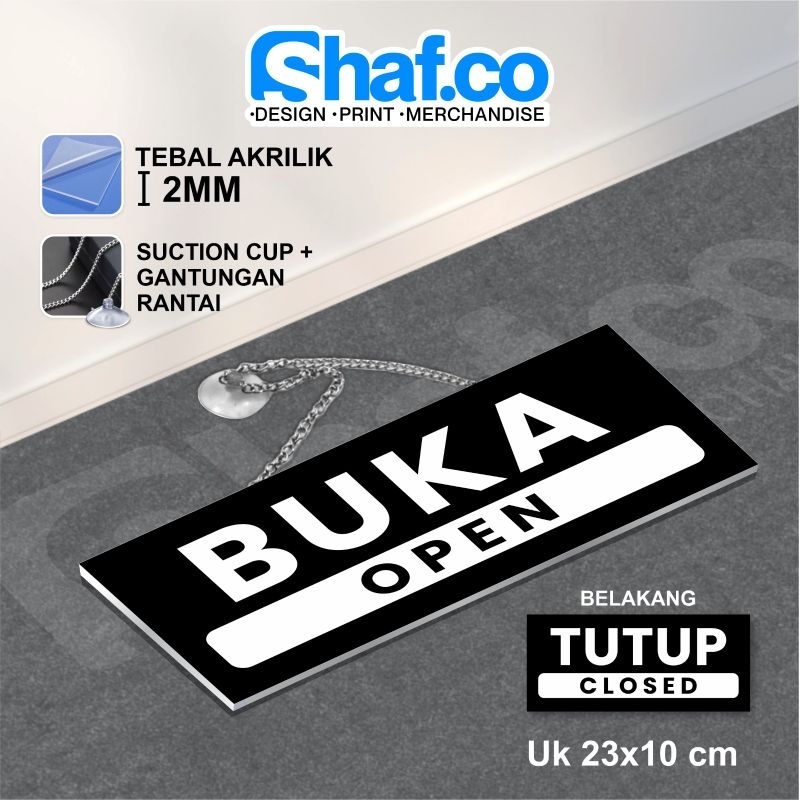 Jual AKRILIK SIGN BOARD BUKA TUTUP DASAR HITAM 2MM | Shopee Indonesia