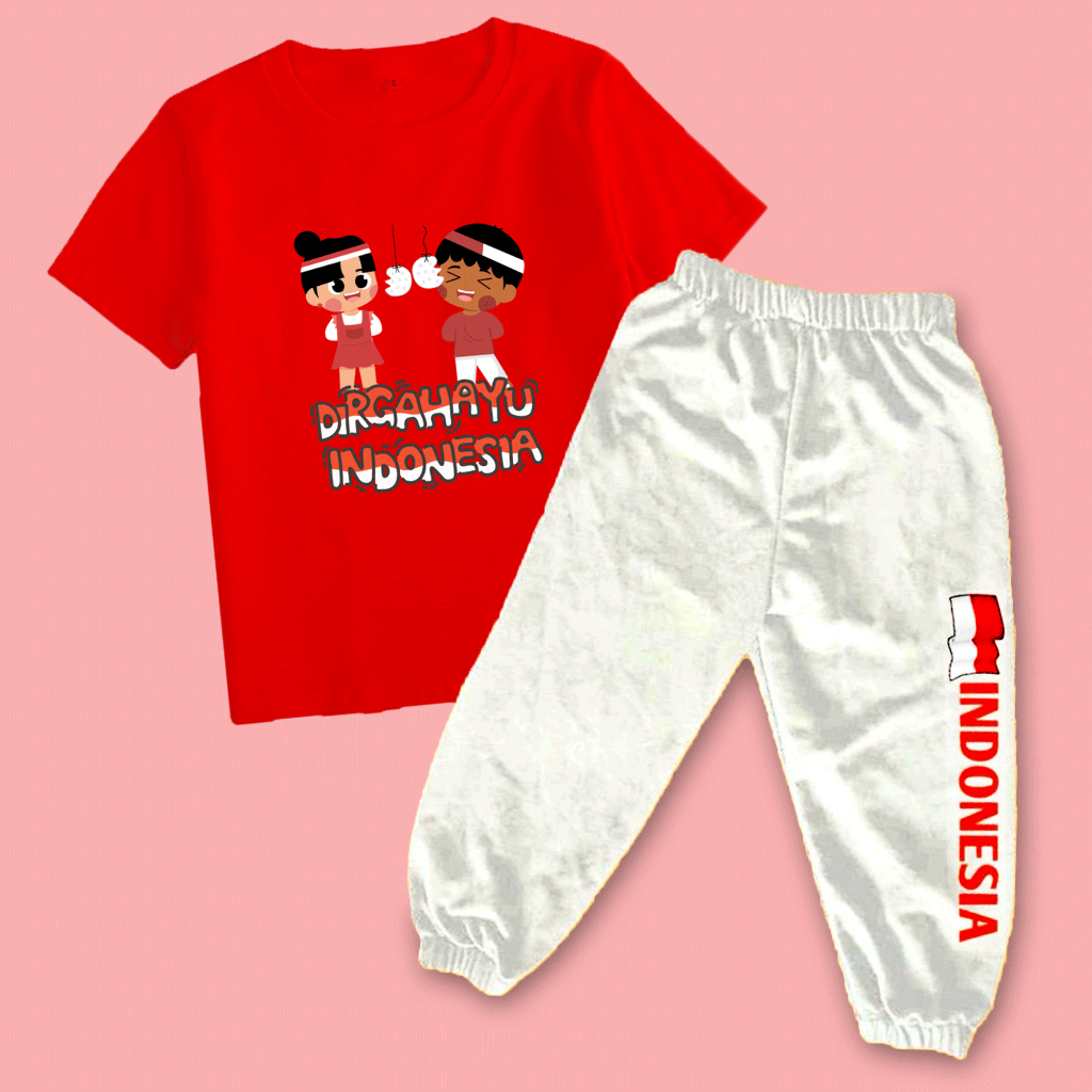 Jual Setelan Baju Kemerdekaan anak 1-9 Thn Setelan kaos Merah Putih ...