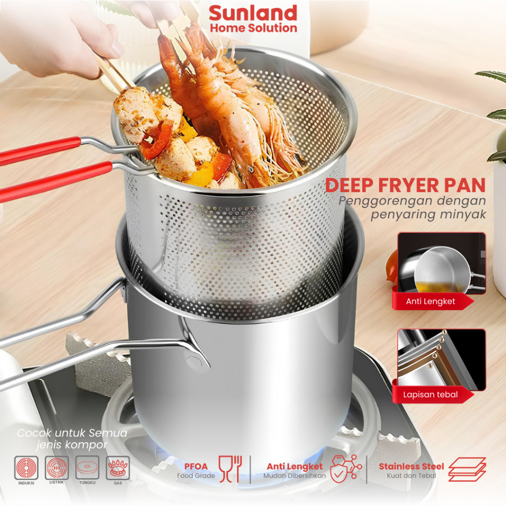 Jual [LIVE] Sunland Panci Multifungsi 4 in 1 Multi Deep Fryer ...