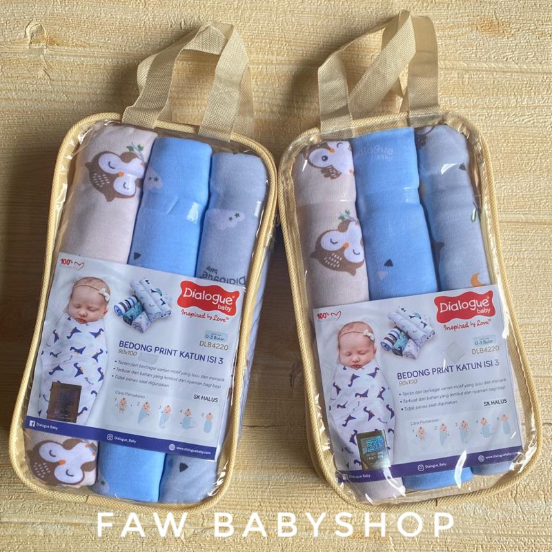 Jual 3 Pcs Bedong Bayi 90x100cm DIALOGUE Baby Blanket Gift Set Newborn ...