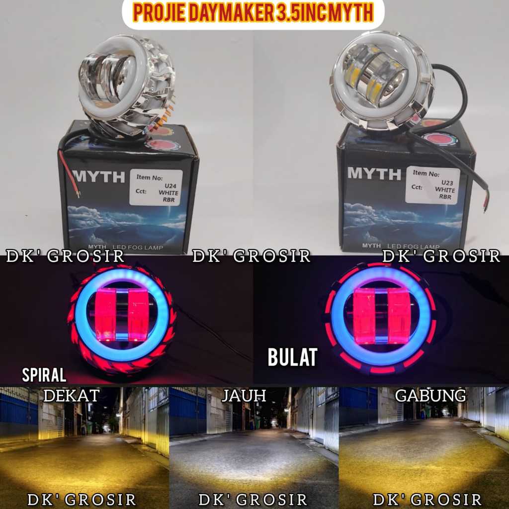 Jual Projie 2 Mata 3,5inc MYTH LED high low kuning putih U23 U24 ...