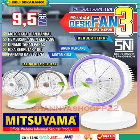 Jual Kipas Angin Meja Desk Fan SNI Mitsuyama DI MS-5544 5544 9,5inch ...
