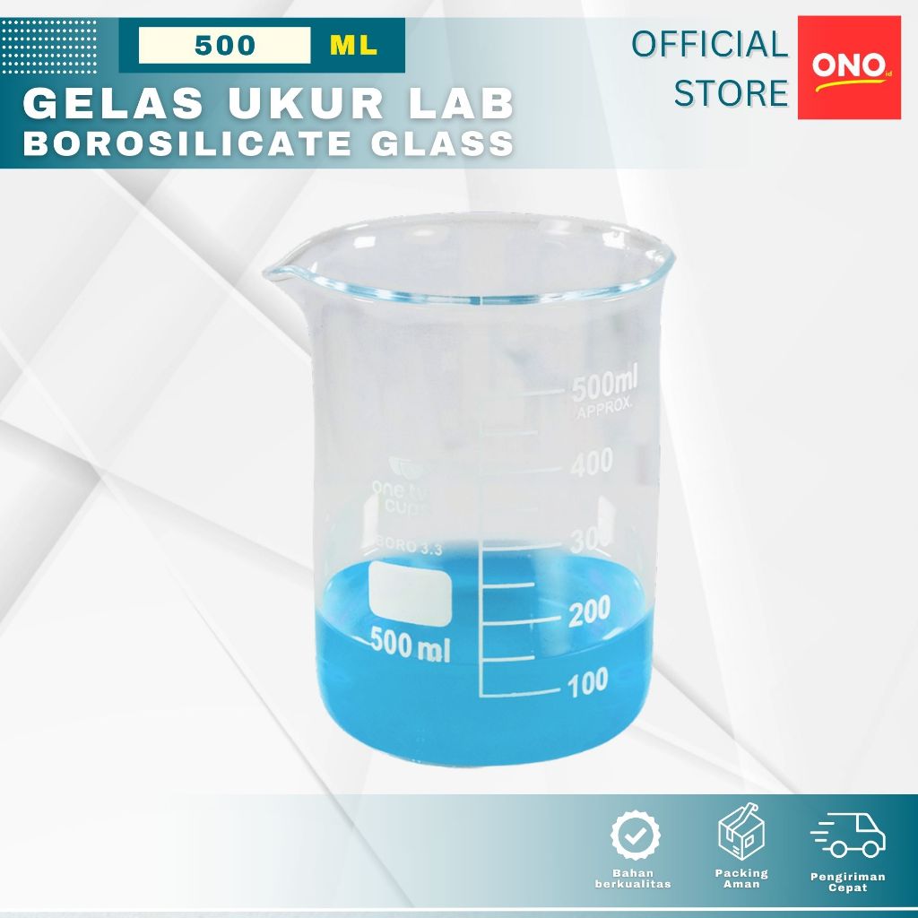 Jual ONOID Gelas Ukur Lab Kimia Takar 500ml Borosilicate Glass ...