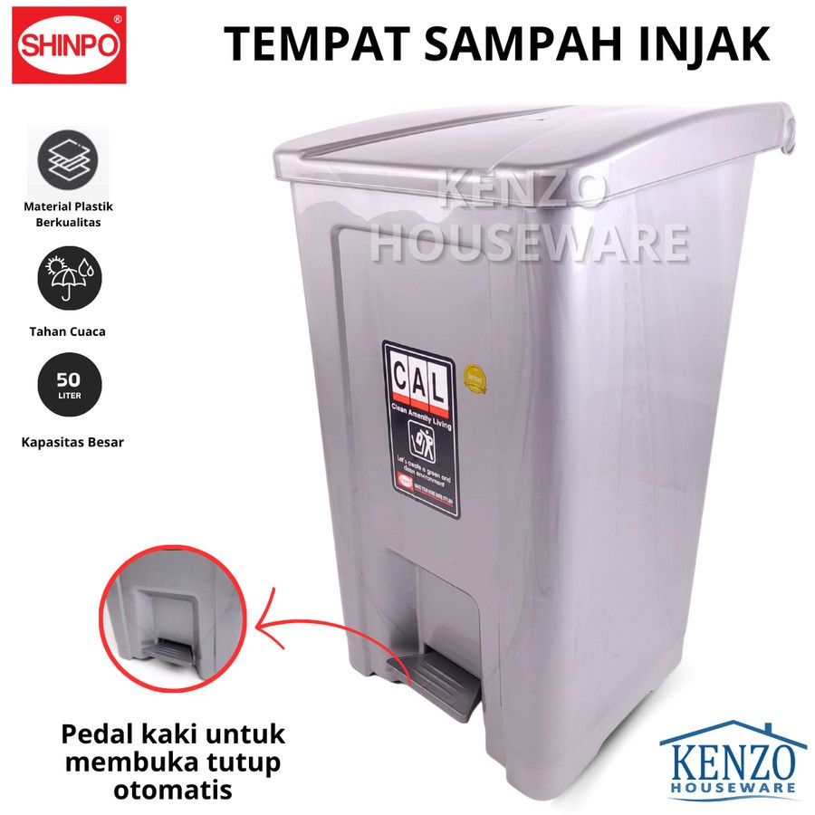 Jual (KARGO) Tempat Sampah Injak 50 Liter SHINPO SIP 750 Tempat Sampah Segi Challenge Tong ...