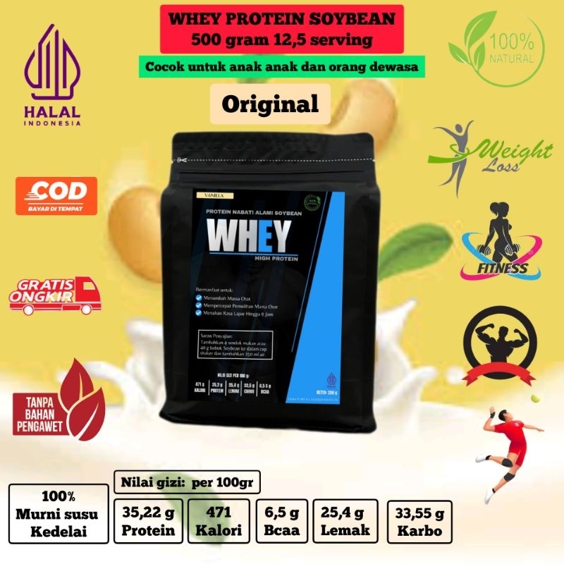 Jual WHEY PROTEIN SOYBEAN/SUSU KEDELAI 500GRAM/NUTRISI FITNESS/SUPLEMEN FITNESS | Shopee Indonesia