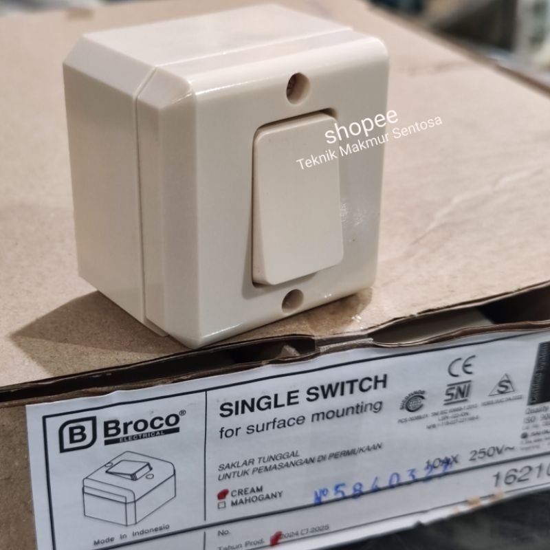 Jual Saklar Engkel Tunggal Tempel OB Broco - Single Switch Outbow ...