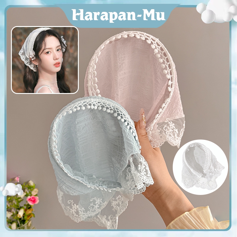 Jual Syal Renda Picnic Lace Korean Scarf Ikat Kepala Segitiga Syal ...