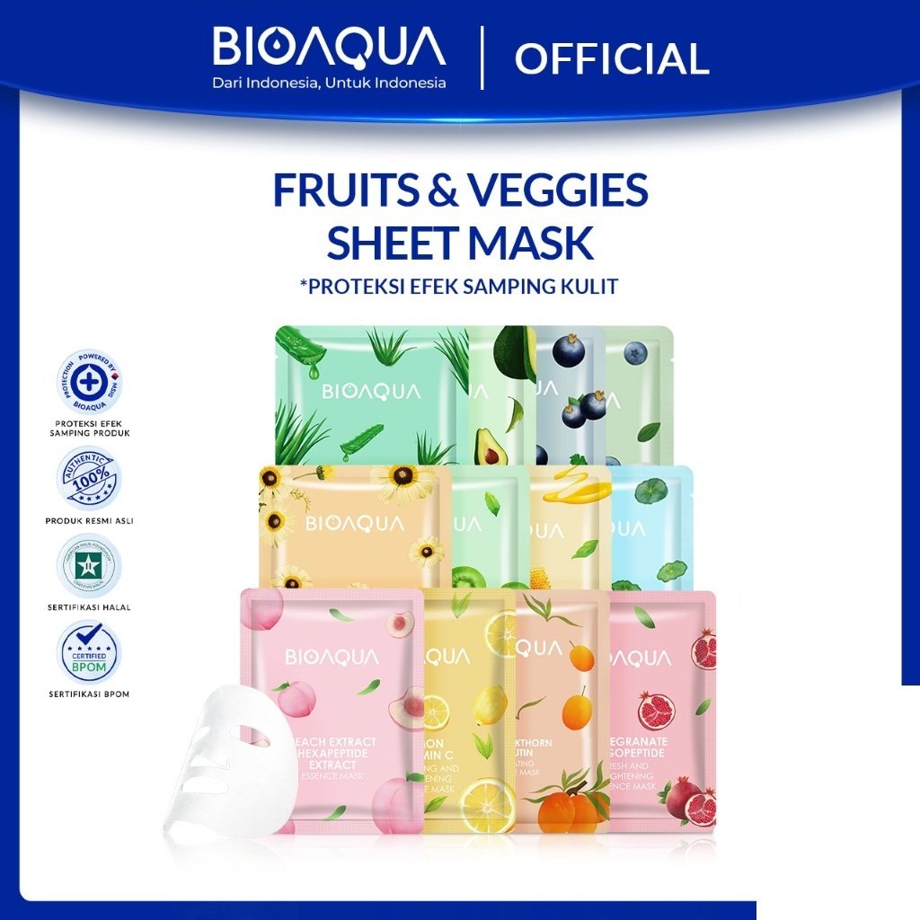 Jual BIOAQUA Sheet Mask Paket Brightening Moisturizing Skin Care Hydrating Essence Face Mask ...