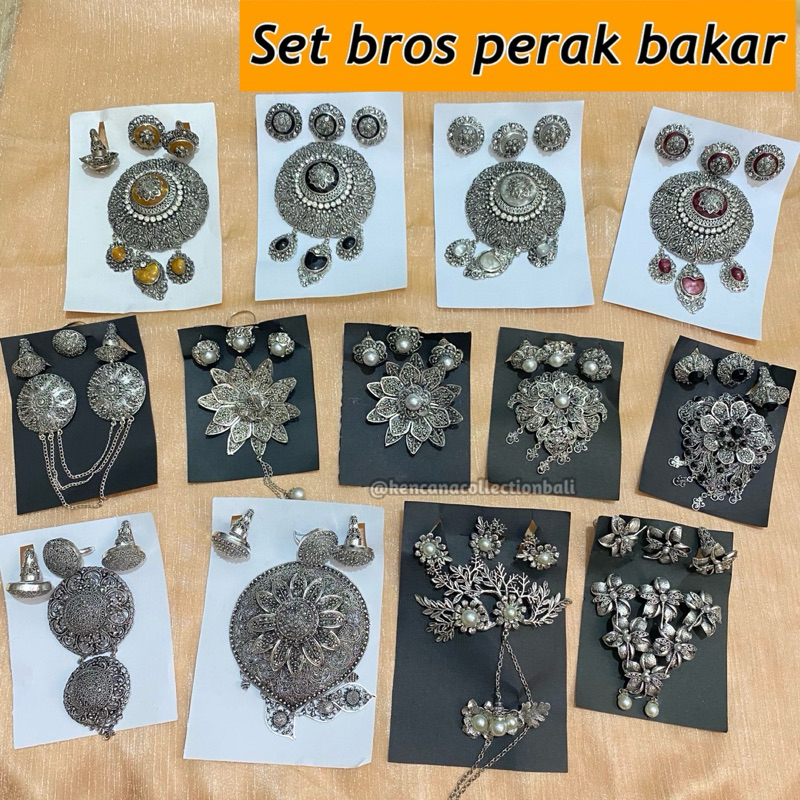 Jual Set Bros nuansa Perak Bakar / silver / bros kebaya bali kancing ...