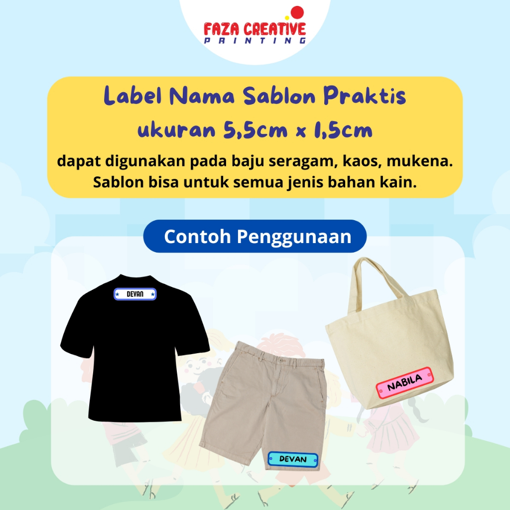 Jual Sablon Label Nama DTF Printing Kain | Kaos Sablon Setrika Isi ...
