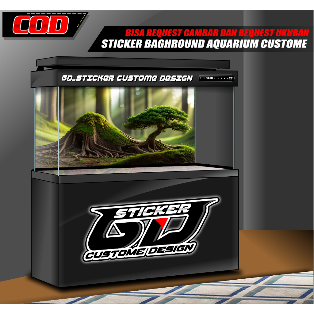 Jual STICKER AQUARIUM BACKGROUND WALLPAPER FANTASI / POHON ...