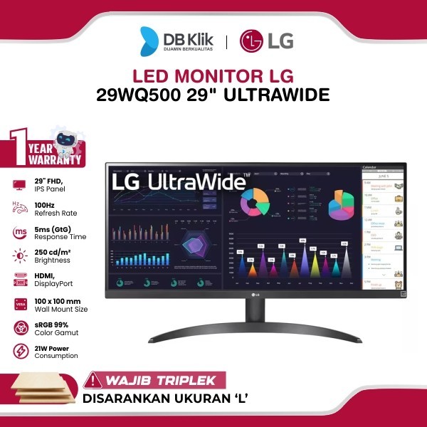 Jual LED Monitor LG 29WP500 / LG 29WQ500 29" UltraWide IPS 100Hz Fhd ...