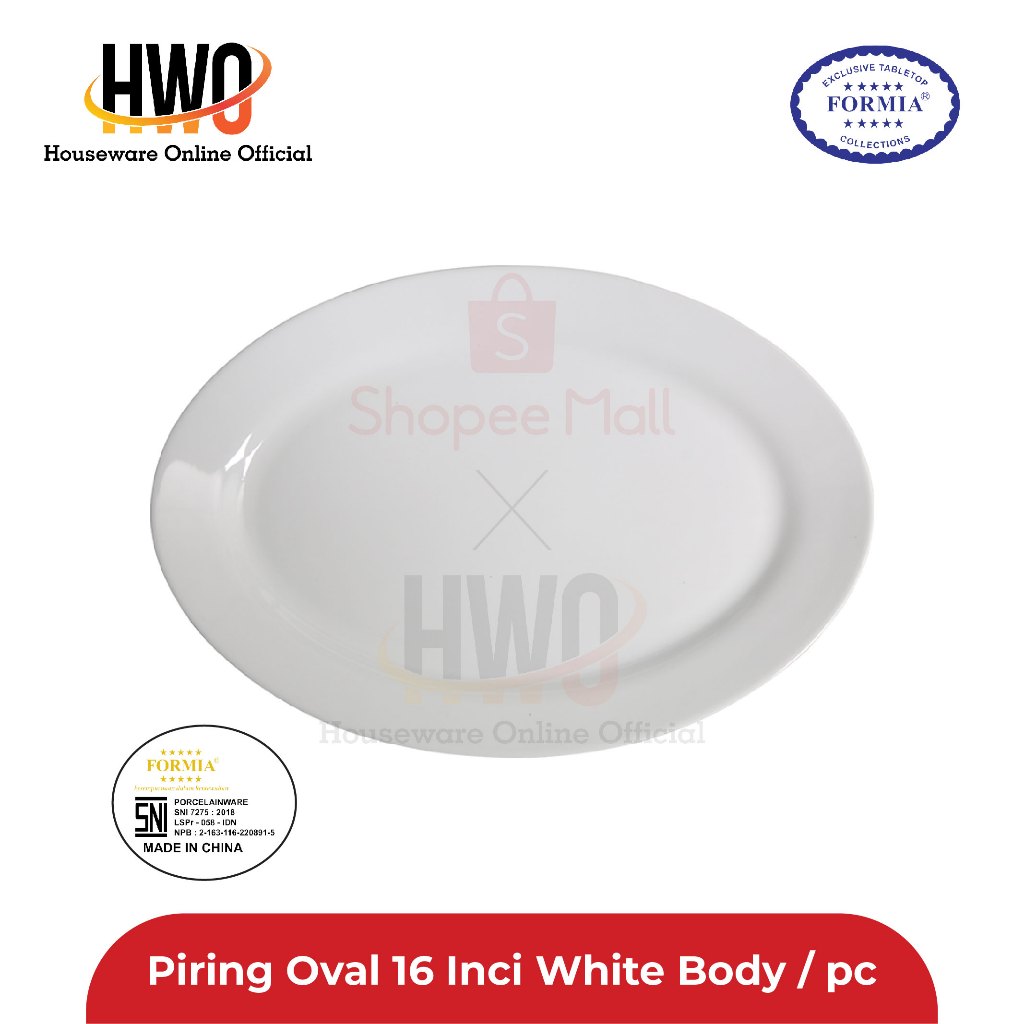 Jual Formia Piring Keramik Oval Platter 16 Inci White Body / pc ...