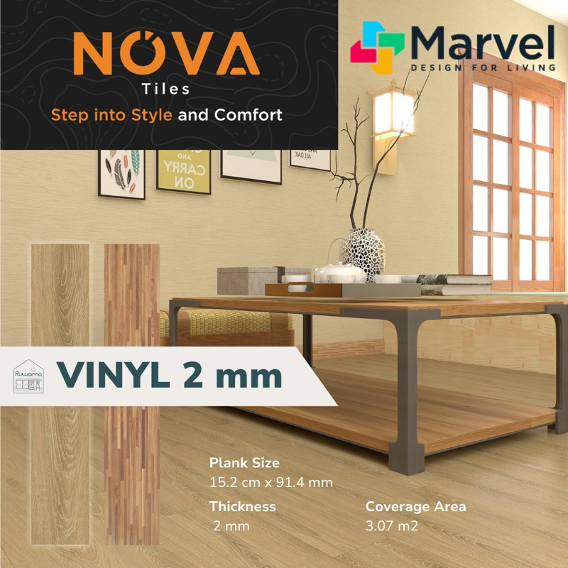Jual Lantai Vinyl 2 mm Nova Tiles by Marvel (Isi 3,07 m2) | Shopee Indonesia