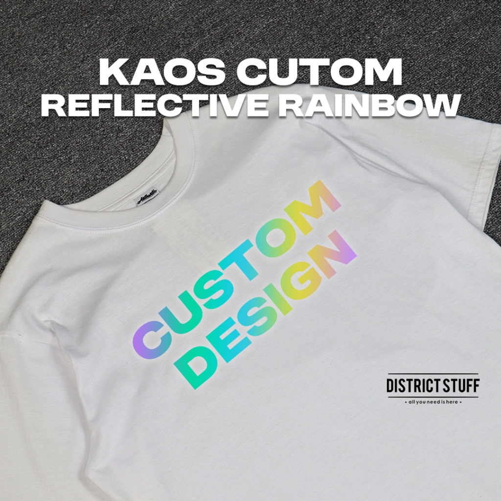 Jual Kaos Custom Sablon Satuan Reflective Rainbow 1 Sisi Reflektif ...
