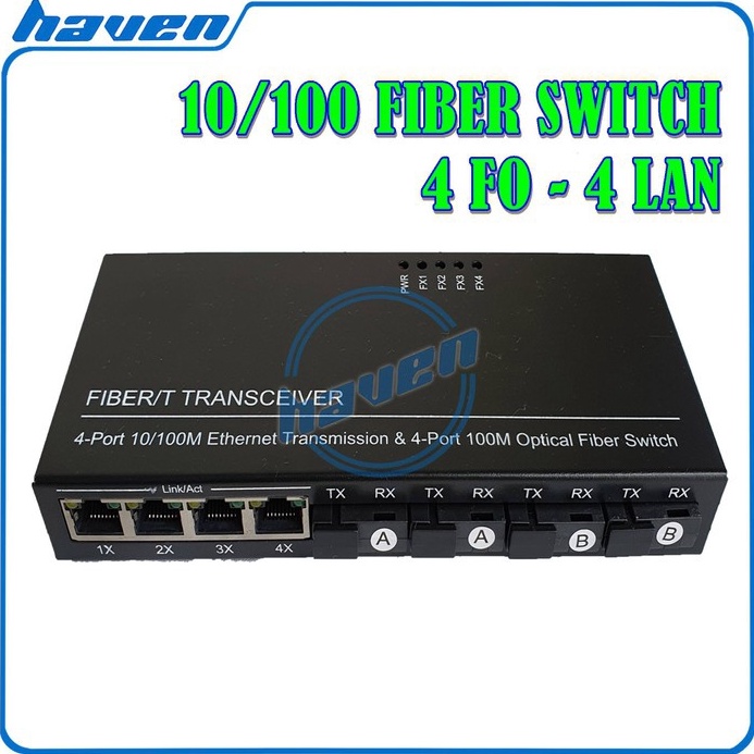Jual Media Converter 4 Port FO 4 Port LAN Switch Fiber Optic Konverter ...