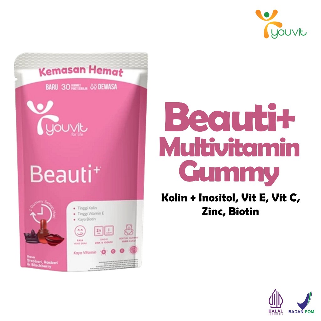 Jual YOUVIT Beauti+ Multivitamin Gummy isi 30 Dewasa | Vitamin Kulit ...