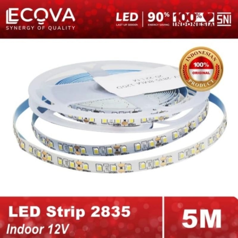 Jual Led Strip Ecova 2835 (5 Meter) DC 12 Volt Indoor | Shopee Indonesia