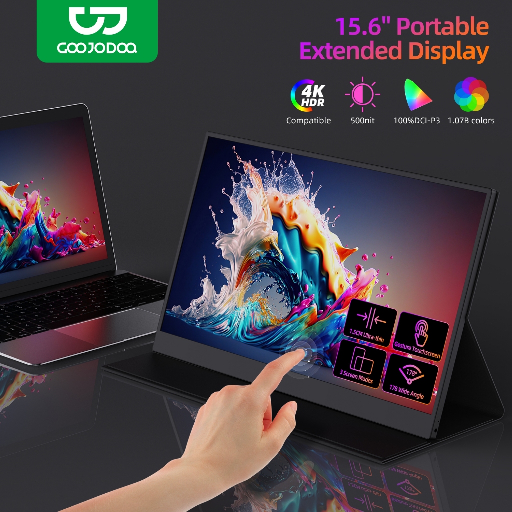Jual GOOJODOQ Portable Monitor Touchable 15.6'' 1920*1080P 4K with IPS ...