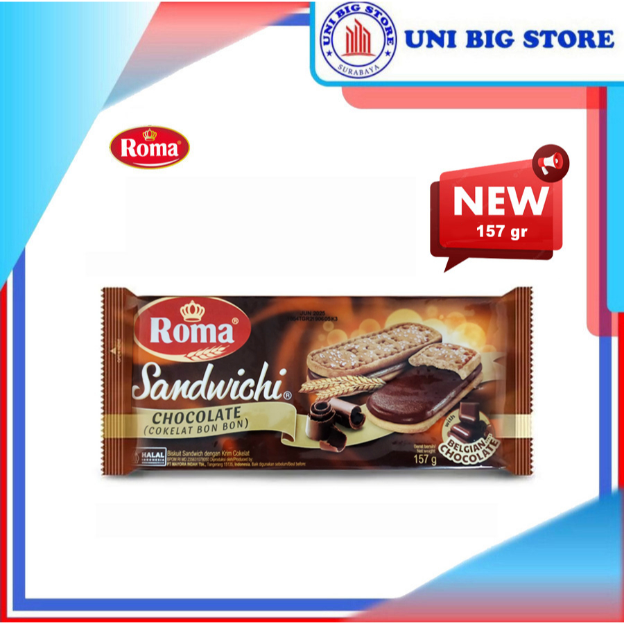 Jual Roma Sandwichi Biscuit BELGIAN CHOCOLATE 206 g Biskuit Cokelat Bon ...