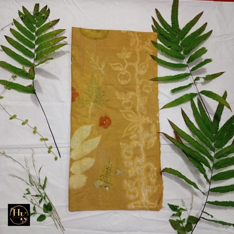 Jual kain ecotik kain ecoprint daun original kain ecoprint motif kain ...