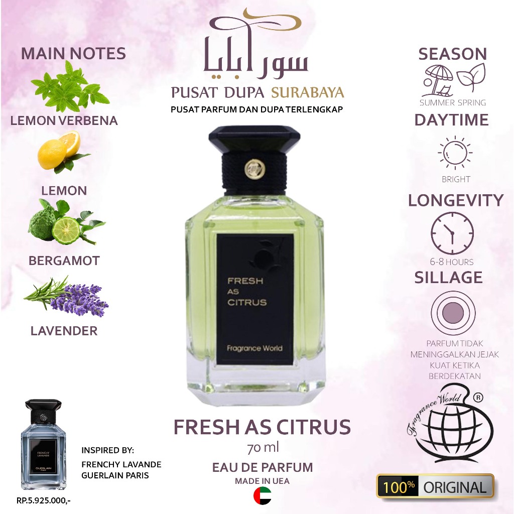 Jual Parfum Asli Arab Original Premium Fragrance World Fresh as citrus ...