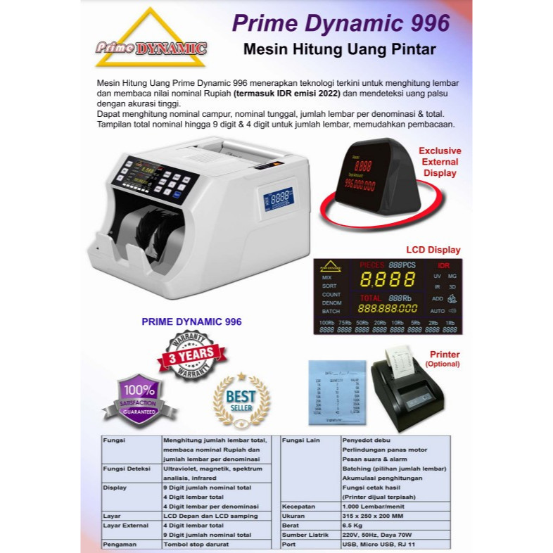 Jual Mesin Hitung Uang PRIME DYNAMIC 996 garansi resmi 3thn READY ...