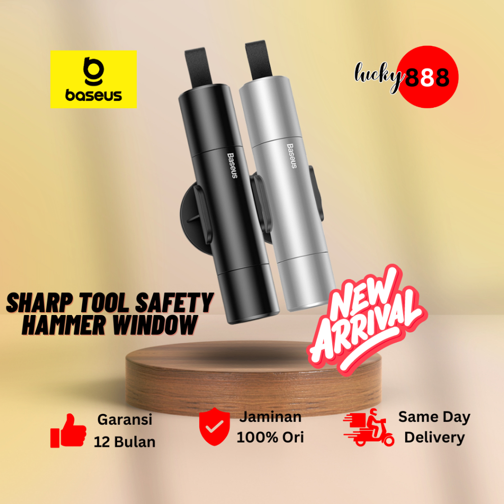Jual Baseus Alat Keselamatan Mobil Sharp Tool Safety Hammer Window-breaking+Safety Belt Cutting ...