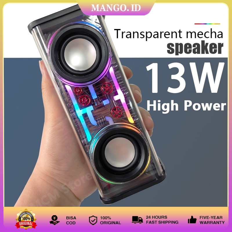 Jual speaker bluetooth subwoofer meriam baja kecil transparan audio portabel nirkabel 13w mecha ...