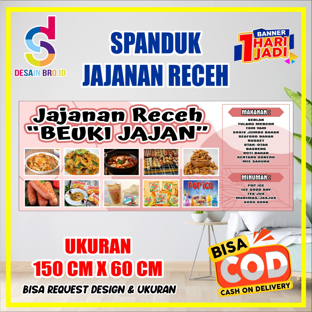 Jual SPANDUK/BANNER JAJANAN RECEH ( BISA CUSTOM ) 150X60 CM | Shopee ...