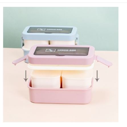 Jual Lunch Box Set Susun 2 Free Cultery Kotak Bekal Premium Karakter Anti Tumpah Lunchbox Tempat ...