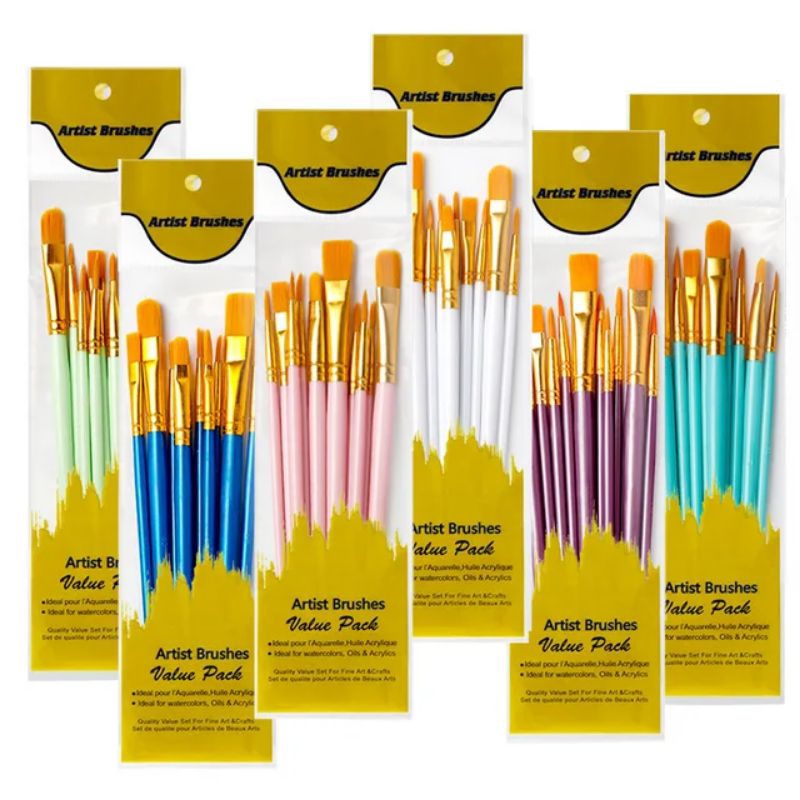 Jual 10 Pcs/Set Kuas Lukis Set Kuas Melukis Cat Air / Kuas Face ...
