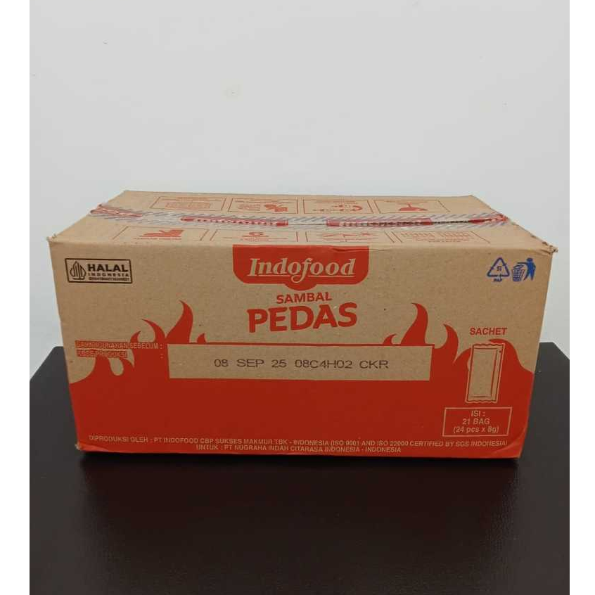 Jual Sambal Indofood Pedas Sachet / Karton 21 Bag ( 24 Pcs x 8 gr ...
