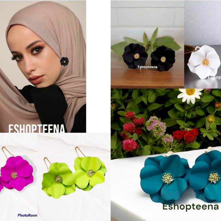 Jual A53 Anting hijab bunga peniti/jepit/klip_ANTING JILBAB | Shopee ...