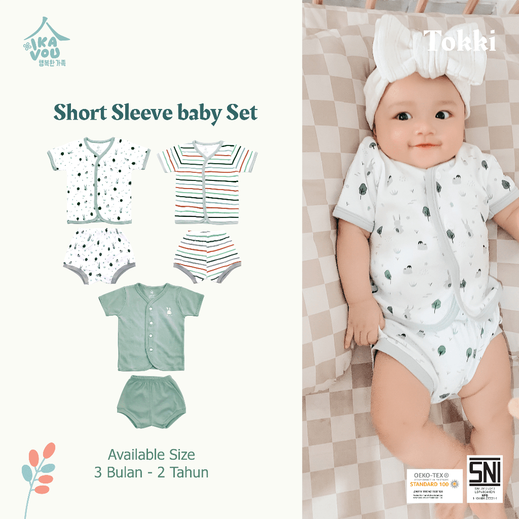 Jual IKAVOU - Tokki (3pcs) Shortsleeve Set - Setelan Pendek Baju Bayi | Shopee Indonesia