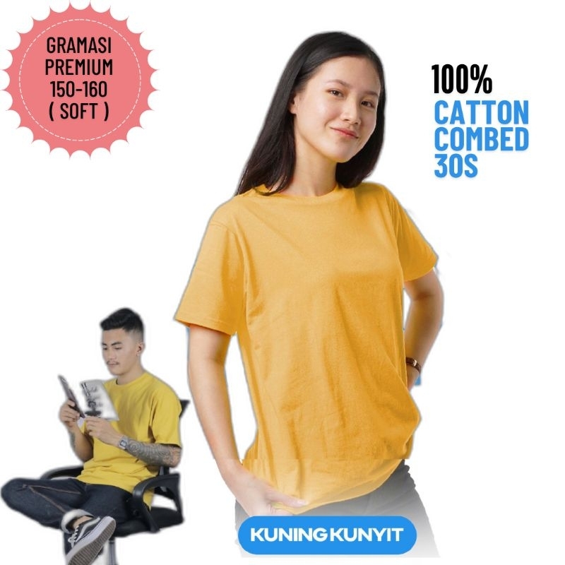 Jual Kaos Kuning Kunyit Polos Pendek | Tsirt Premium Catton Combed 30s ...