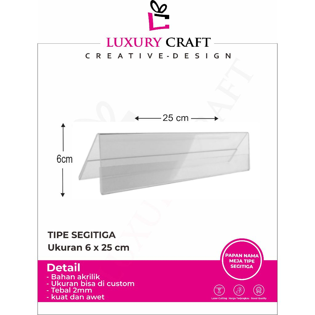 Jual Akrilik Papan Nama Meja Panitia Display Kantor Tipe Segitiga ...